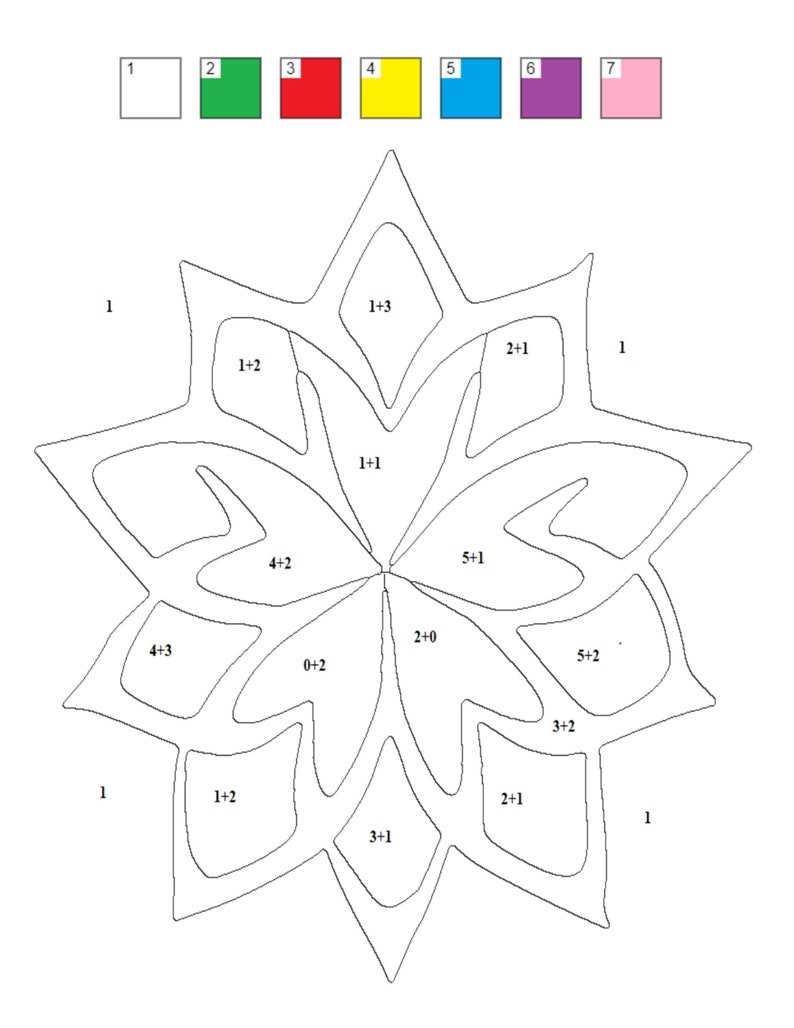 Color by Numbers Flower Worksheets - Etsy