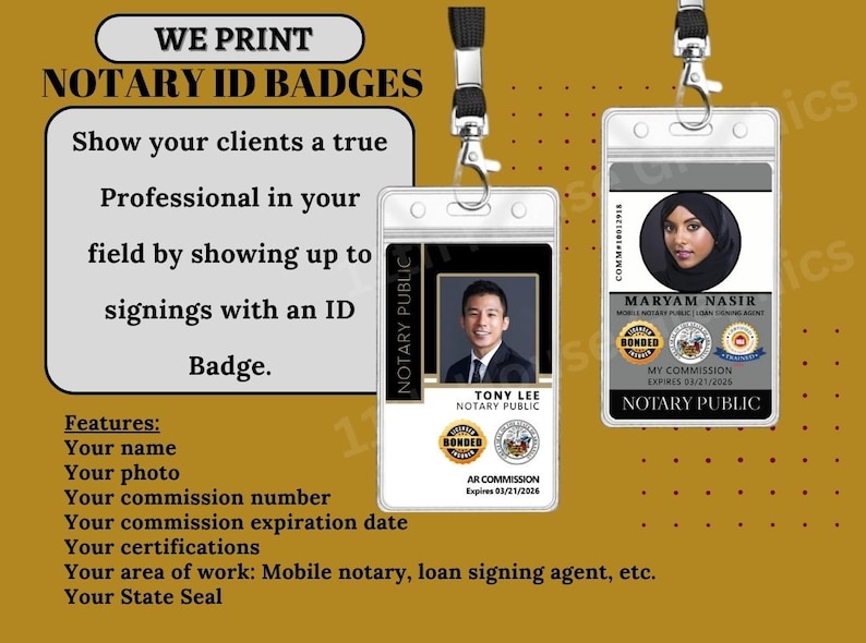 WE PRINT Notary Public ID Badge | Mobile Notary Identification Card ...