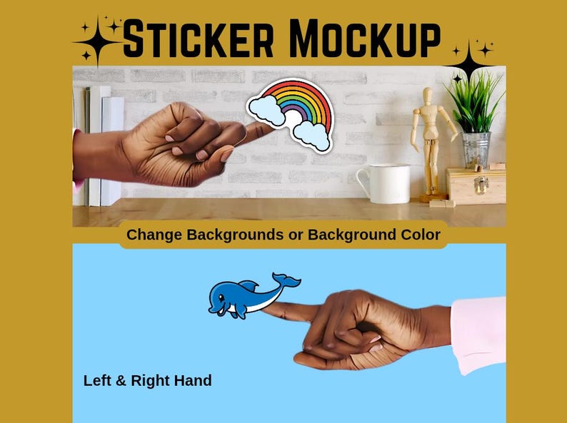 Black Female Hand Sticker Mockup | Left Right Hand | Canva Hand Mockup ...