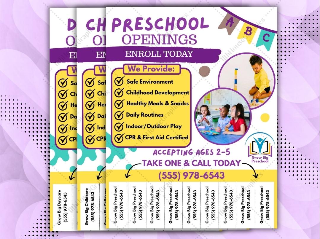Preschool Flyer Template | Tear off Daycare & Childcare Flyer ...