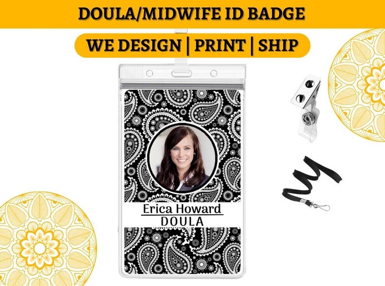 PRINTED Custom Doula Midwife ID Card Badges | Birthworker ID Card ...