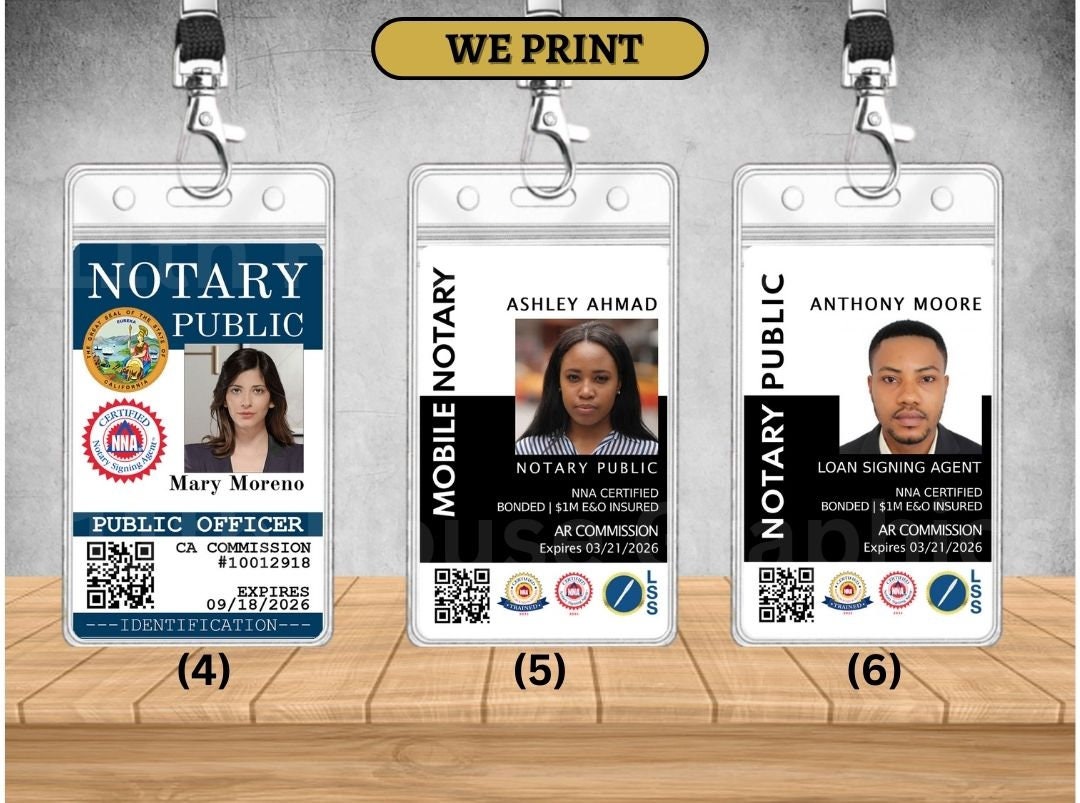 WE PRINT Notary Public ID Badge Mobile Notary Identification Card ...
