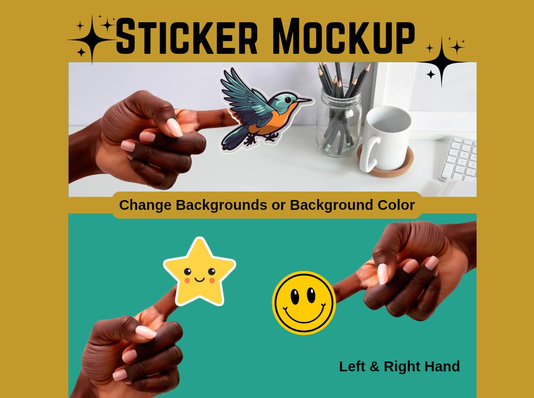 Black Female Hand Sticker Mockup | Editable With Canva | Brown Hand ...