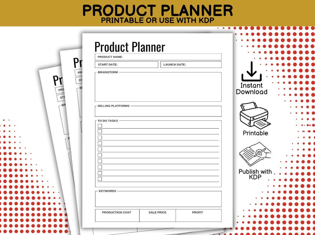 Product Planner Printable | KDP Interior Page | KDP Journal | Business ...