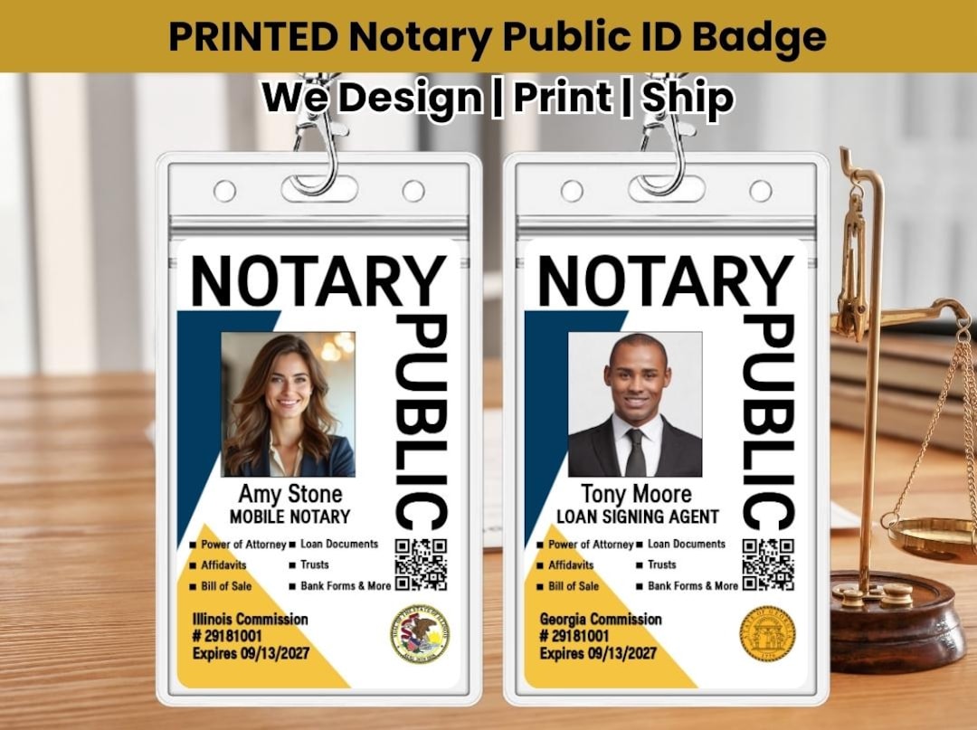 PRINTED ID Badge Notary Public | Loan Signing Agent ID Card | Business ...