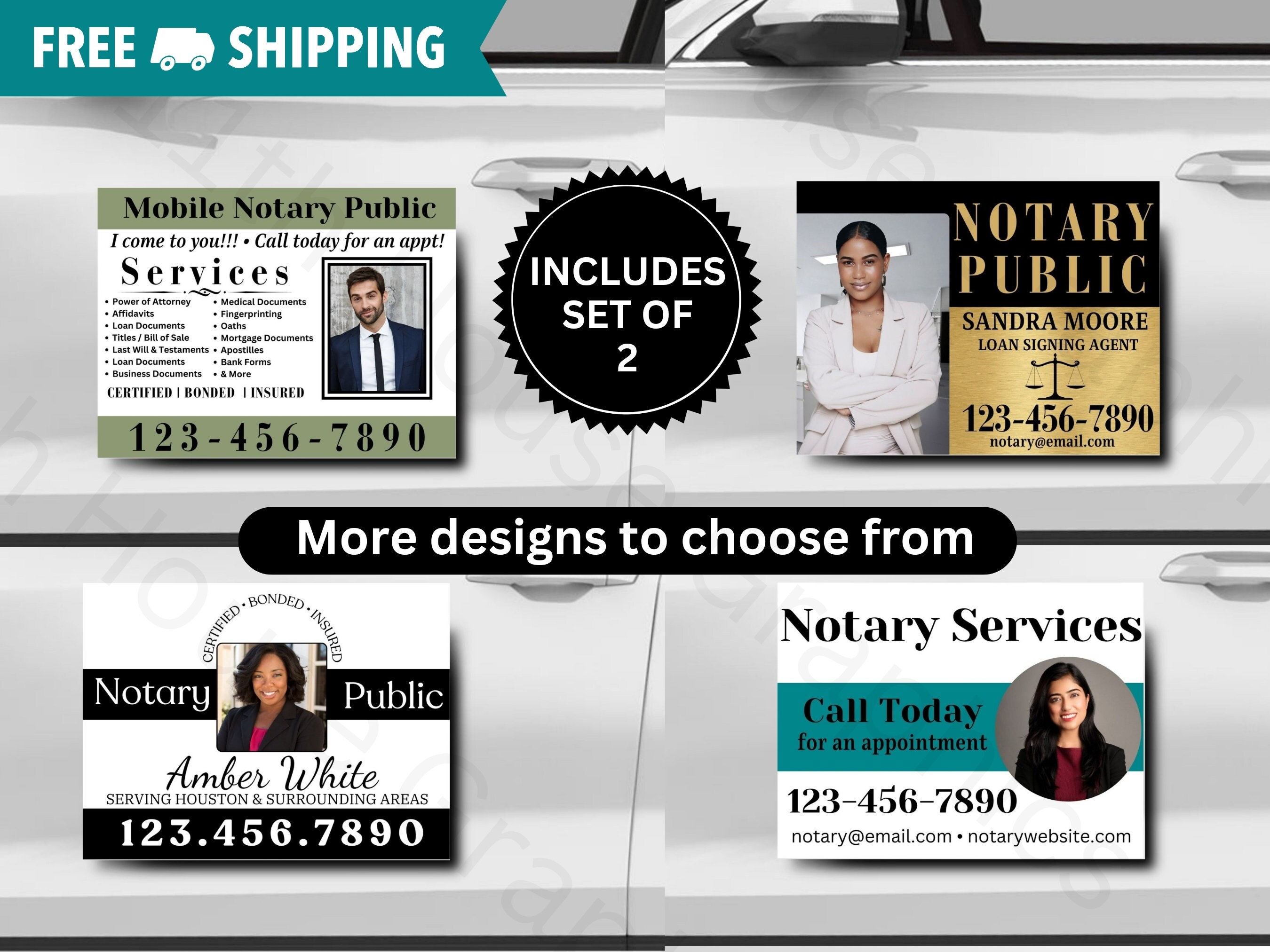 Notary Public Car Magnet - 2 Pack Custom | Mobile Notary | Loan Signing ...