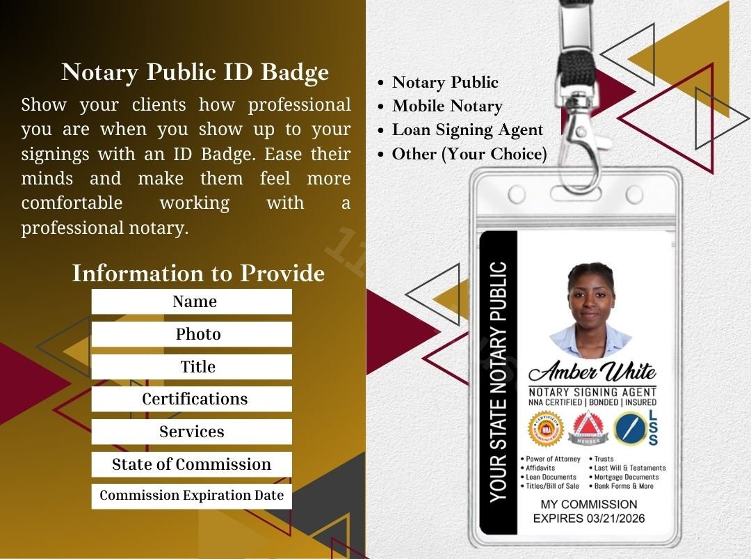 WE PRINT Notary Public ID Badge | Mobile Notary Identification Card ...