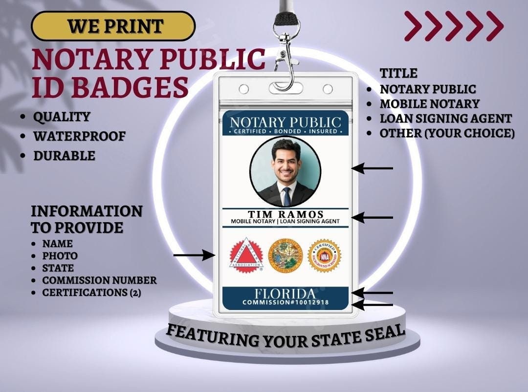 WE PRINT Notary Public ID Badge | Loan Signing Agent Identification ...
