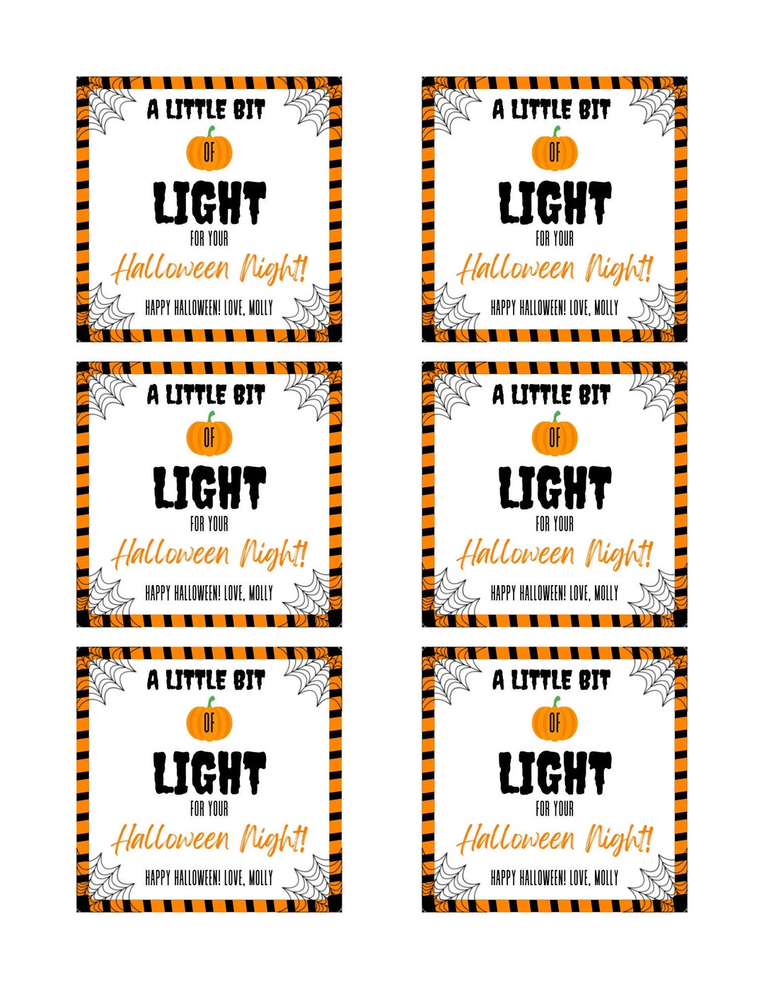 Halloween Glow Stick Gift Tags - Etsy