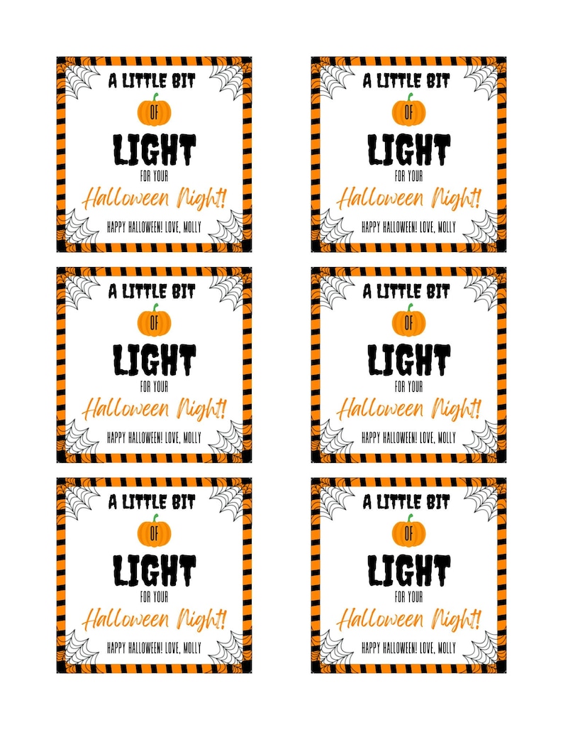 Halloween Glow Stick Gift Tags - Etsy