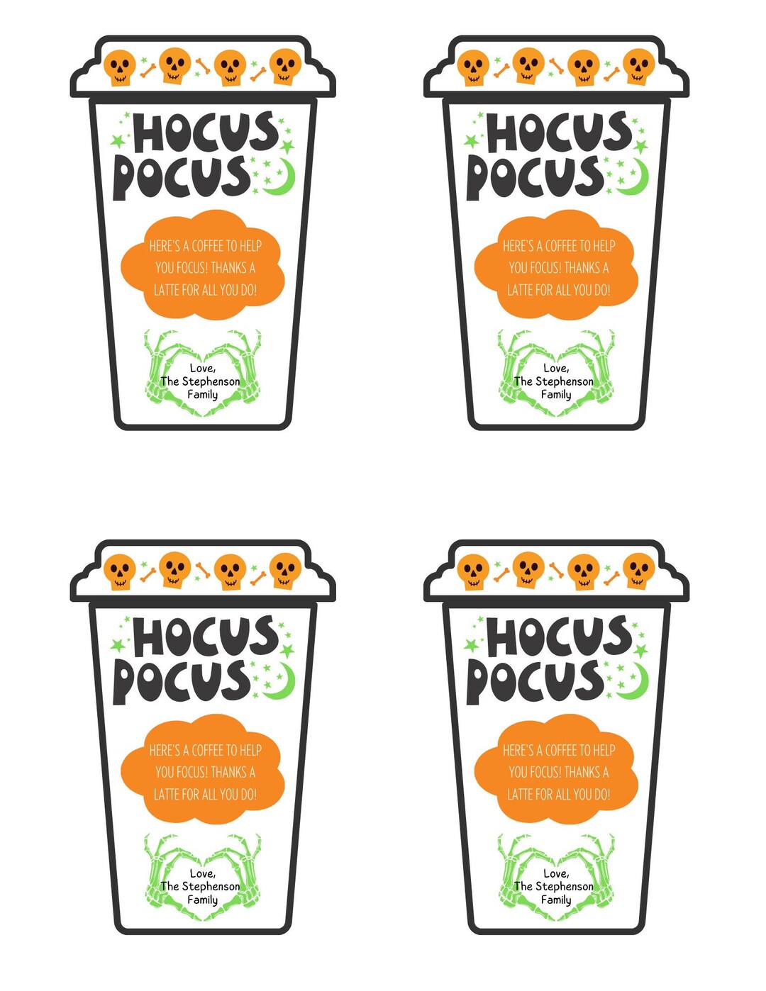 Halloween Hocus Pocus Coffee Gift Tags - Etsy