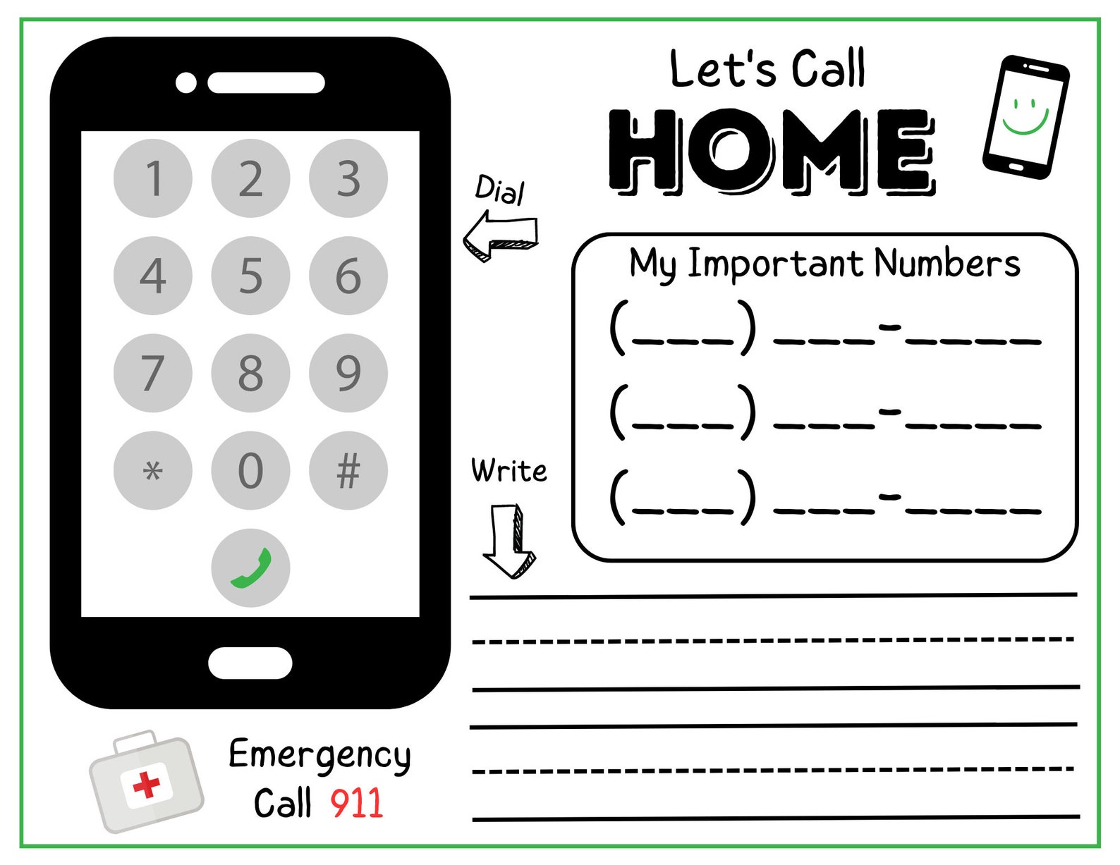 Kids Phone Number Activity Sheet - Etsy