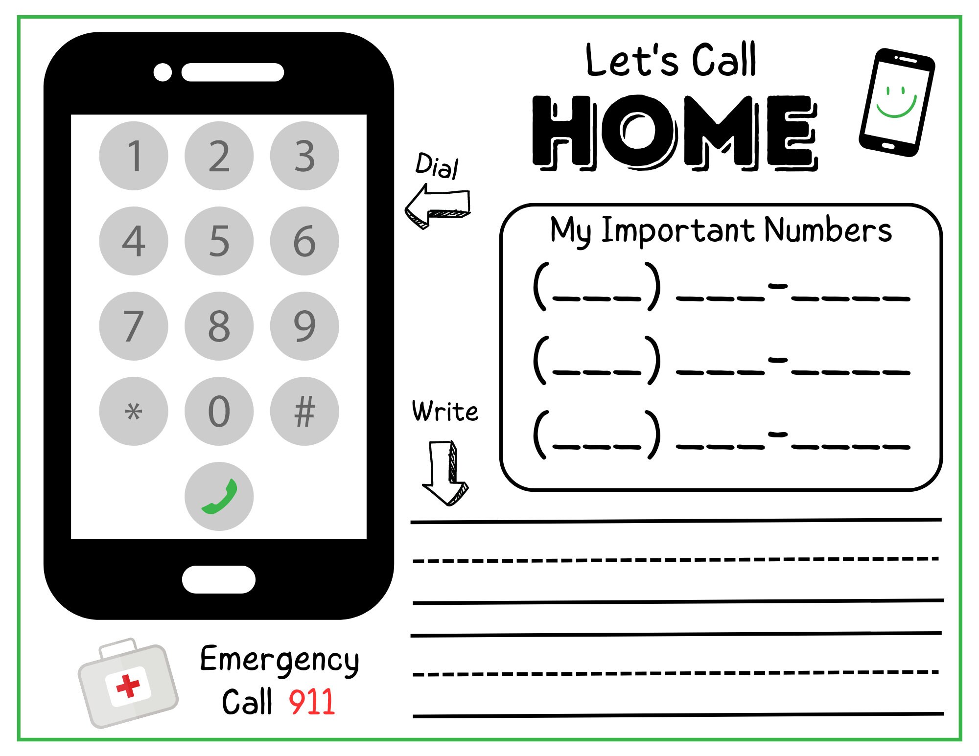 Kids Phone Number Activity Sheet - Etsy