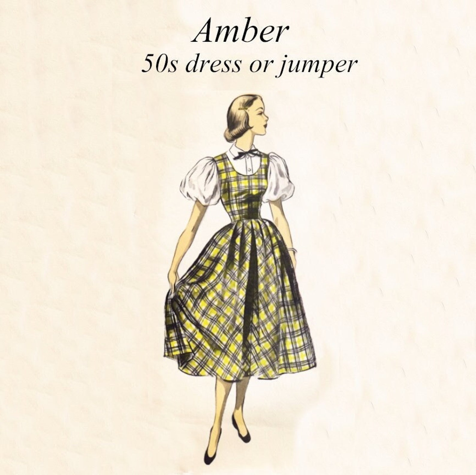 Amber PDF Sewing Pattern 50s Vintage Retro Pinup Dress A B C D DD Cup ...