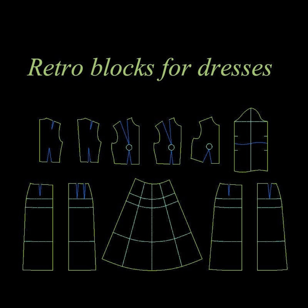 PDF Blocks for Retro Pinup Dresses Design Sizes 2A to 20DD Bodices ...