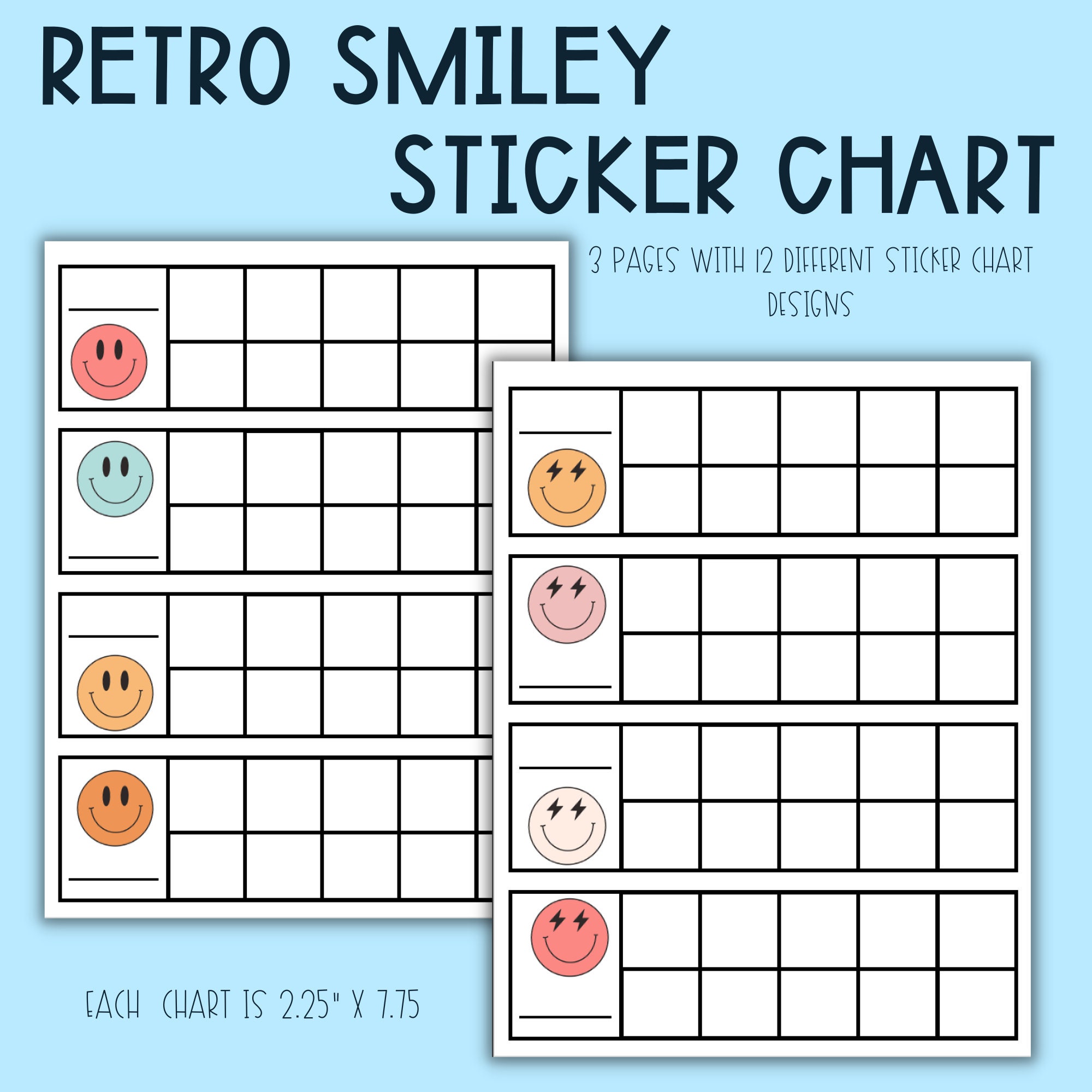 Retro Smiley Sticker Chart - Etsy
