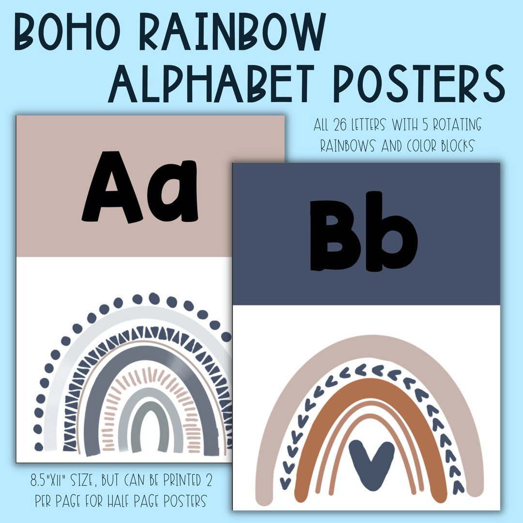 Neutral Boho Rainbow Alphabet Posters - Etsy