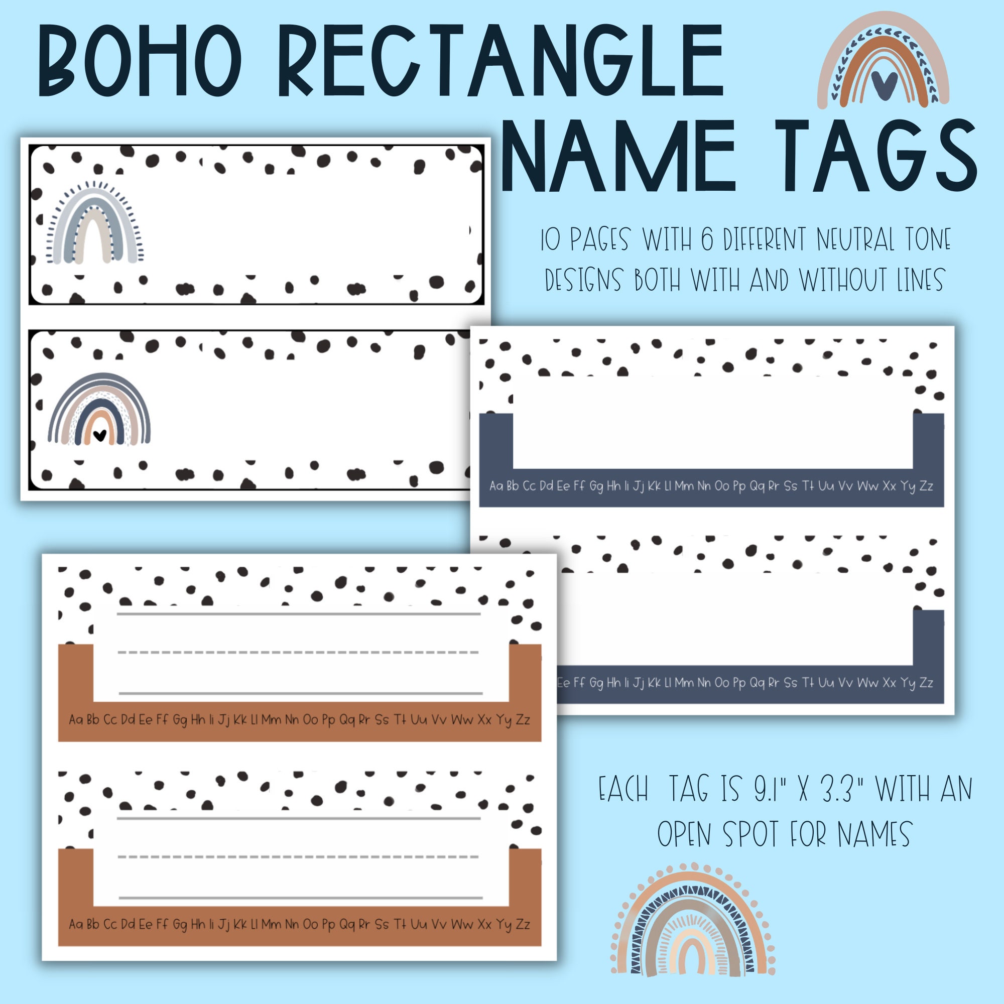 BOHO Rectangle Name Tags - Etsy