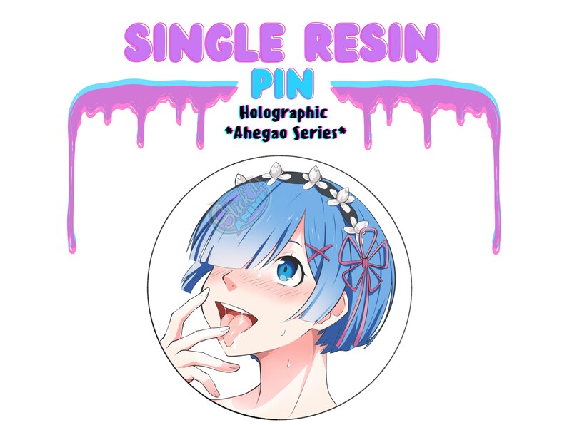 1x Single Ahegao Waifu Pin, Holographic Colored Resin Lewd Button Pin of This Character ...