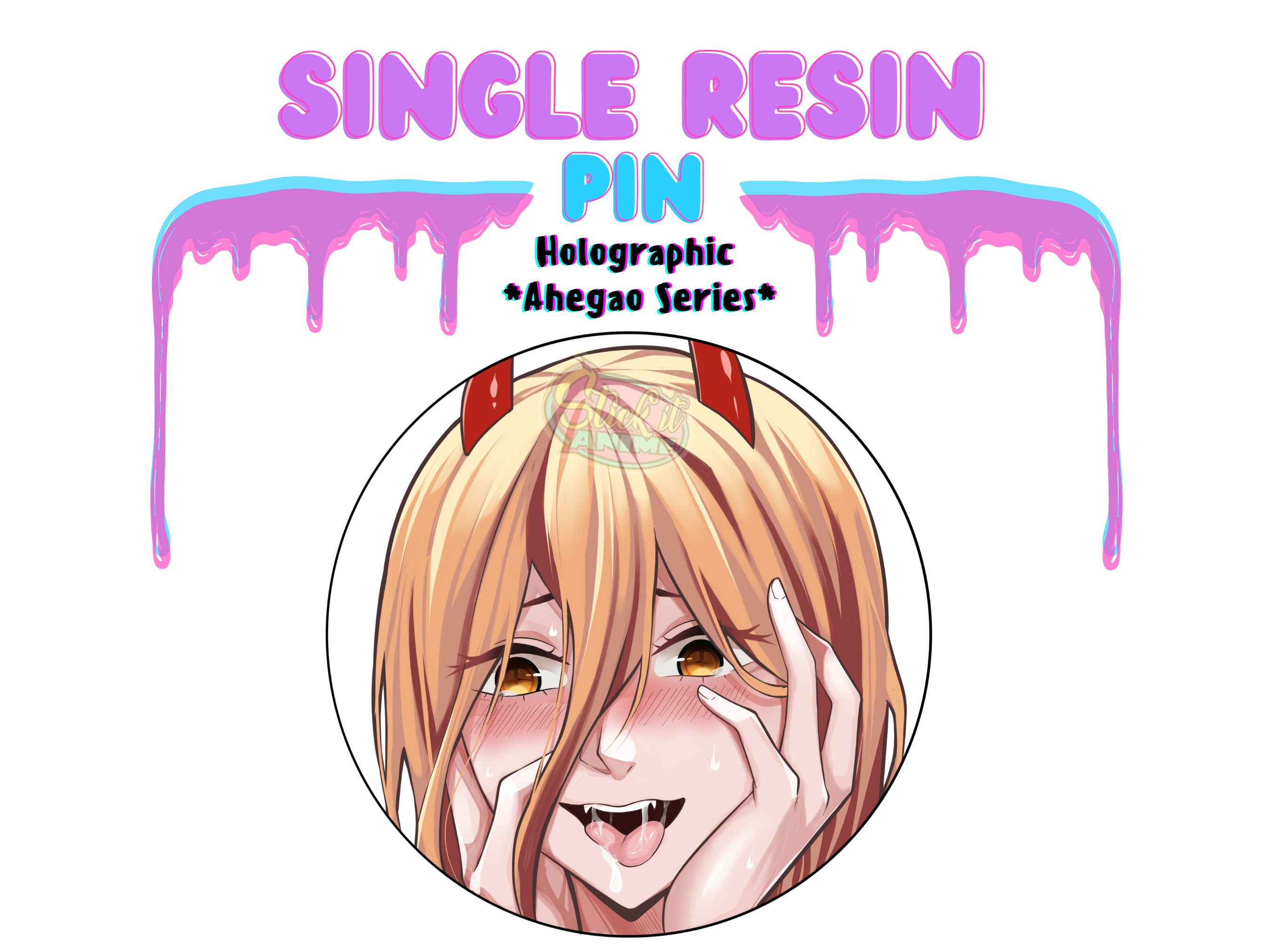 1x Single Ahegao Waifu Pin, Holographic Colored Resin Lewd Button Pin ...