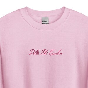 Delta Phi Epsilon Embroidered Sorority Script Sweatshirt Cute Dphie ...