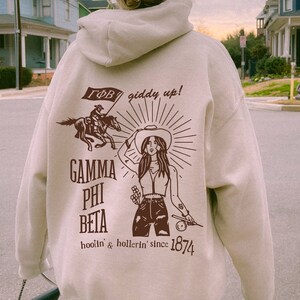 Gamma Phi Beta Country Inspired Sorority Hoodie Gphi Trendy Giddy up ...