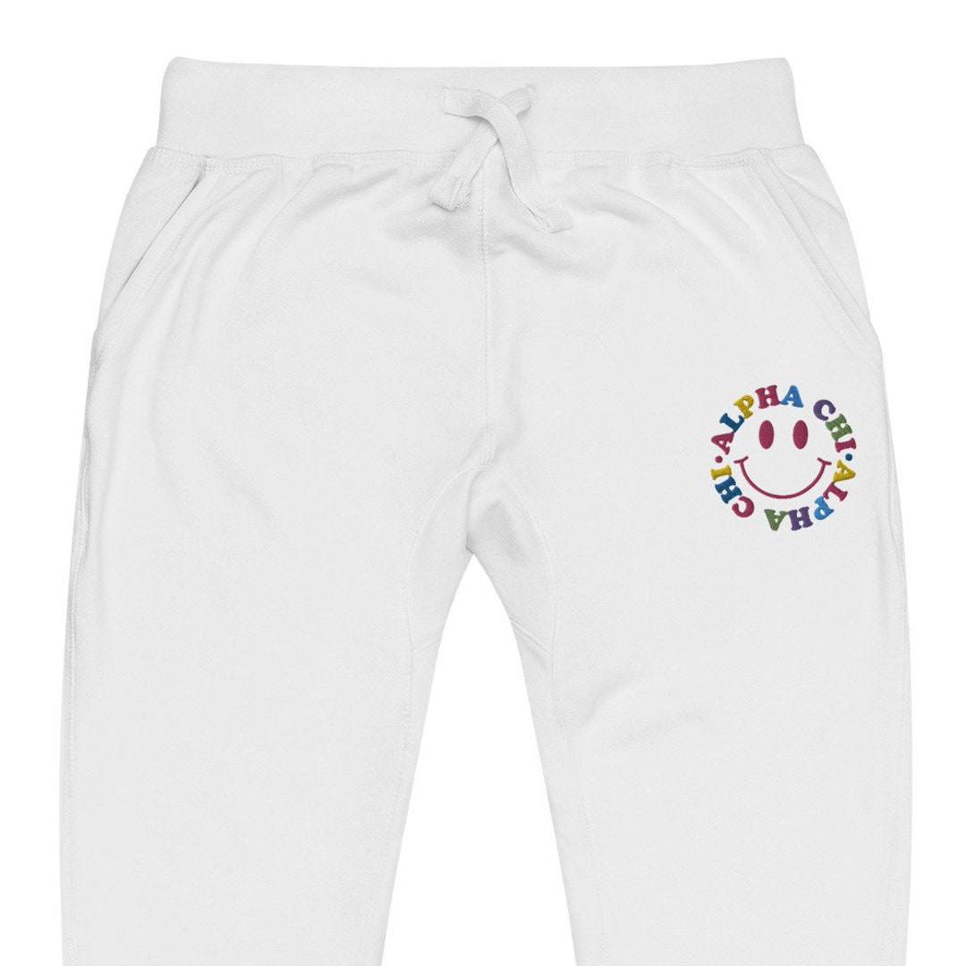 Alpha Chi Omega Sorority Smiley Embroidered Sweatpants, Cute Smiley ...