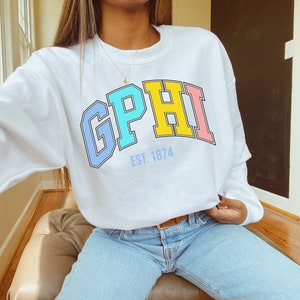 Gamma Phi Beta Crewneck Sweatshirt Varsity Trendy Gphi Sorority ...