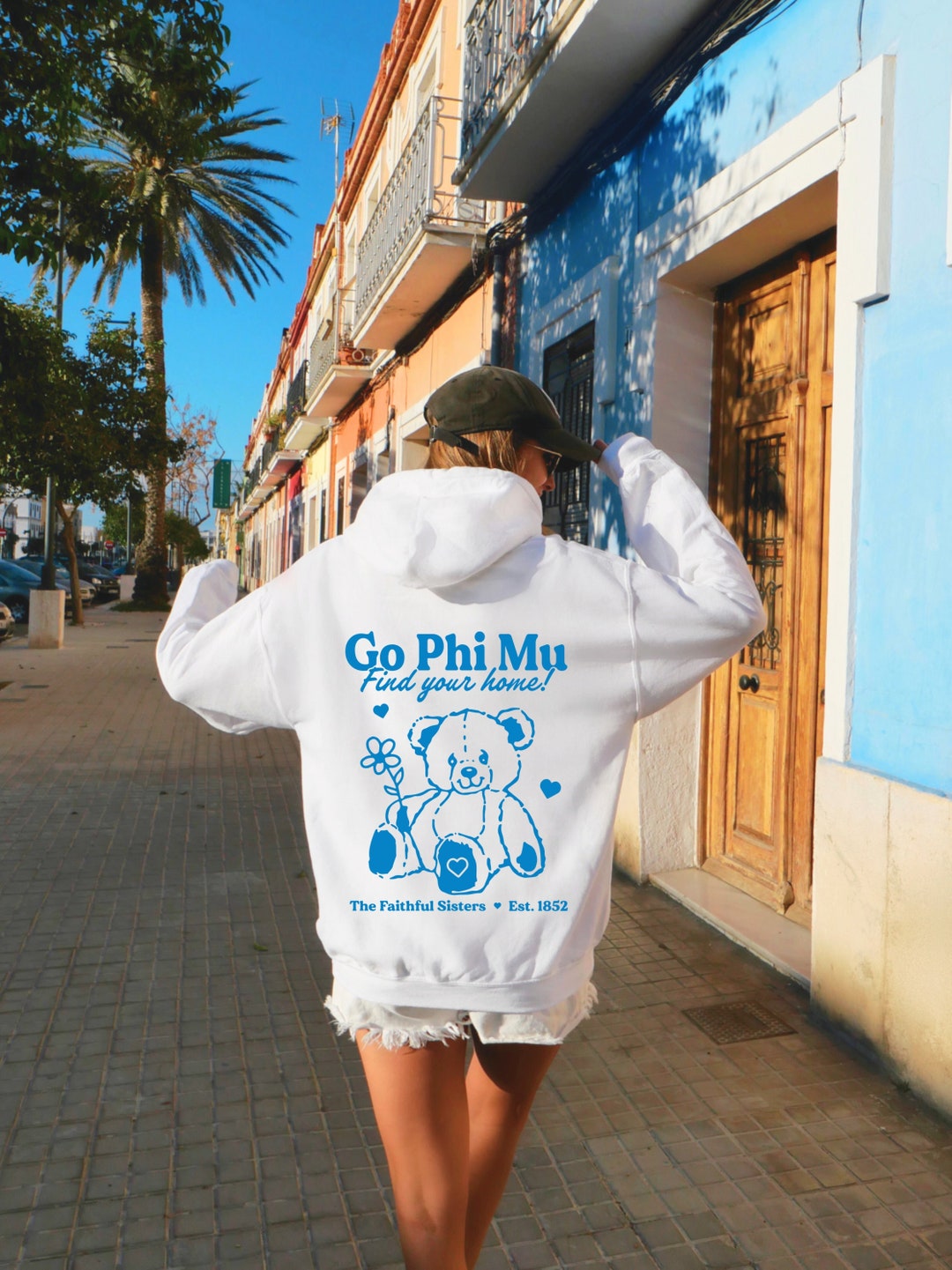 Phi Mu Teddy Bear College Sorority Hoodie | Phi Mu Find Your Home ...
