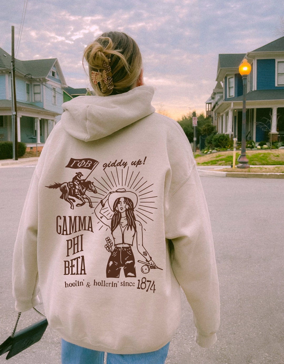 Gamma Phi Beta Country Inspired Sorority Hoodie Gphi Trendy Giddy up ...