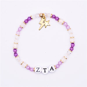 Zeta Tau Alpha Trendy Crystal Sorority Letter Bracelet Sisterhood Big ...