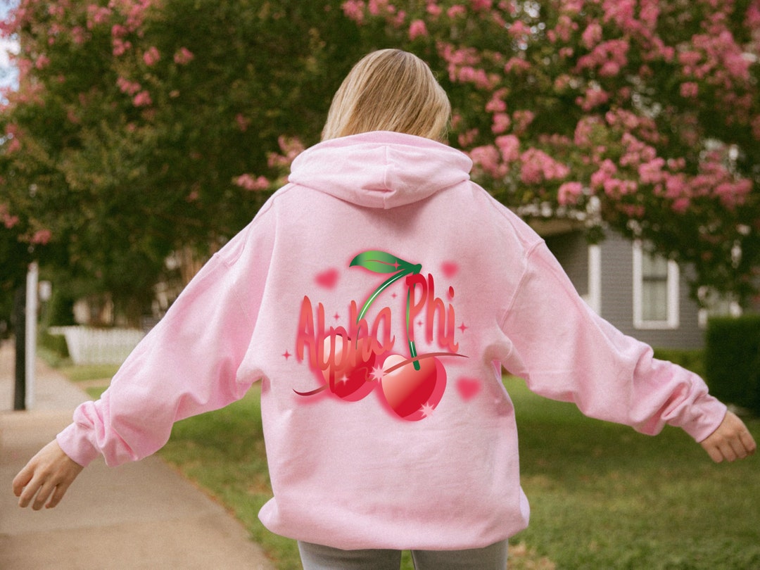 Alpha Phi Trendy Cherry College Sorority Hoodie | Aphi Cherry Heart ...