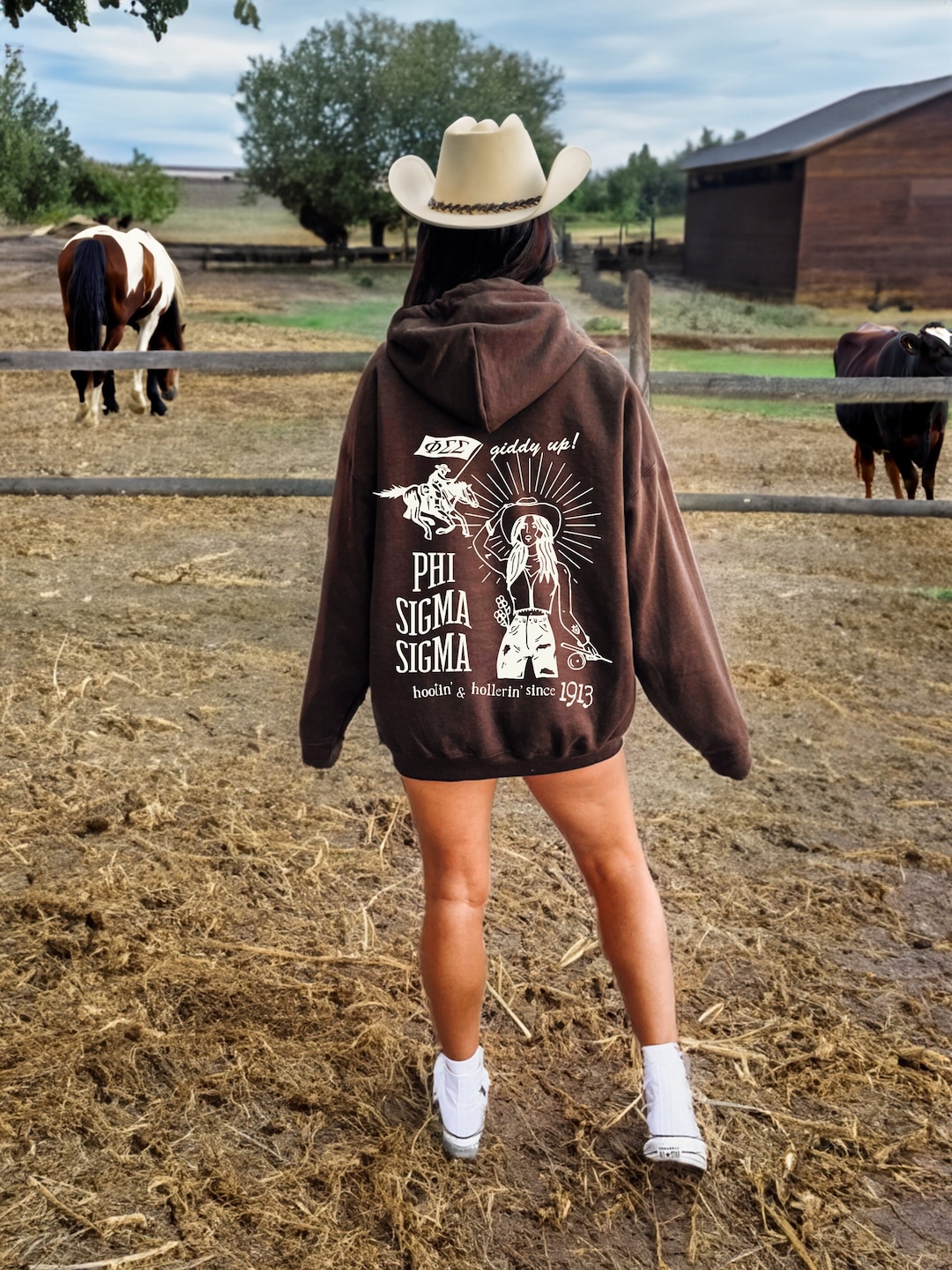 Phi Sigma Sigma Country Inspired Sorority Hoodie | Phi Sig Trendy Giddy ...