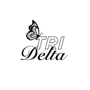 Delta Delta Delta Butterfly Script Cute Simple Trendy Tridelta Sorority ...