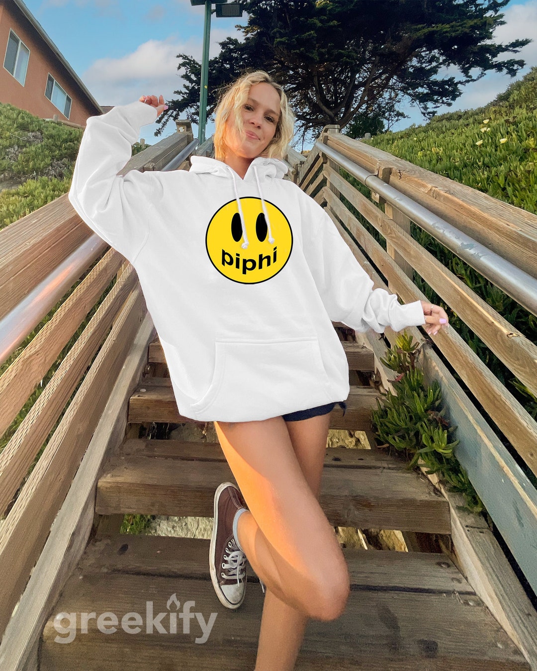 Pi Beta Phi Smiley Logo Drew Pi Phi Sorority Hoodie | Greek Apparel ...