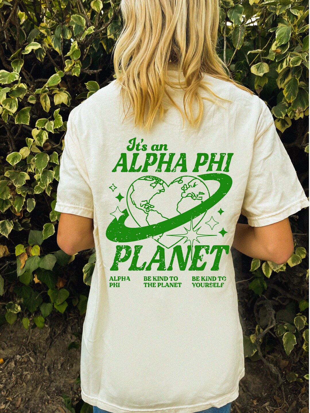 Alpha Phi Planet T-shirt | Be Kind to the Planet Trendy Sorority Shirt ...