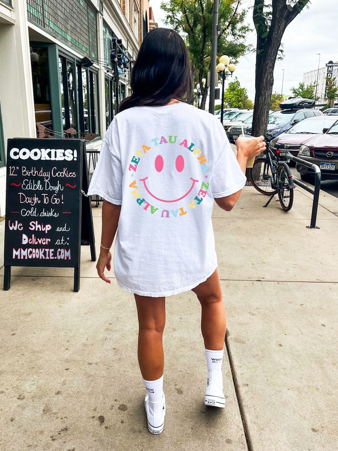 Zeta Tau Alpha Sorority Smile T-shirt | Cute Smile Groovy Colorful ...
