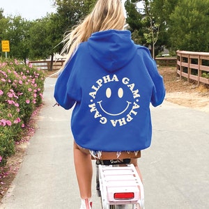 Alpha Gamma Delta Smiley Sorority Sweatshirt | Trendy Alpha Gam Custom ...