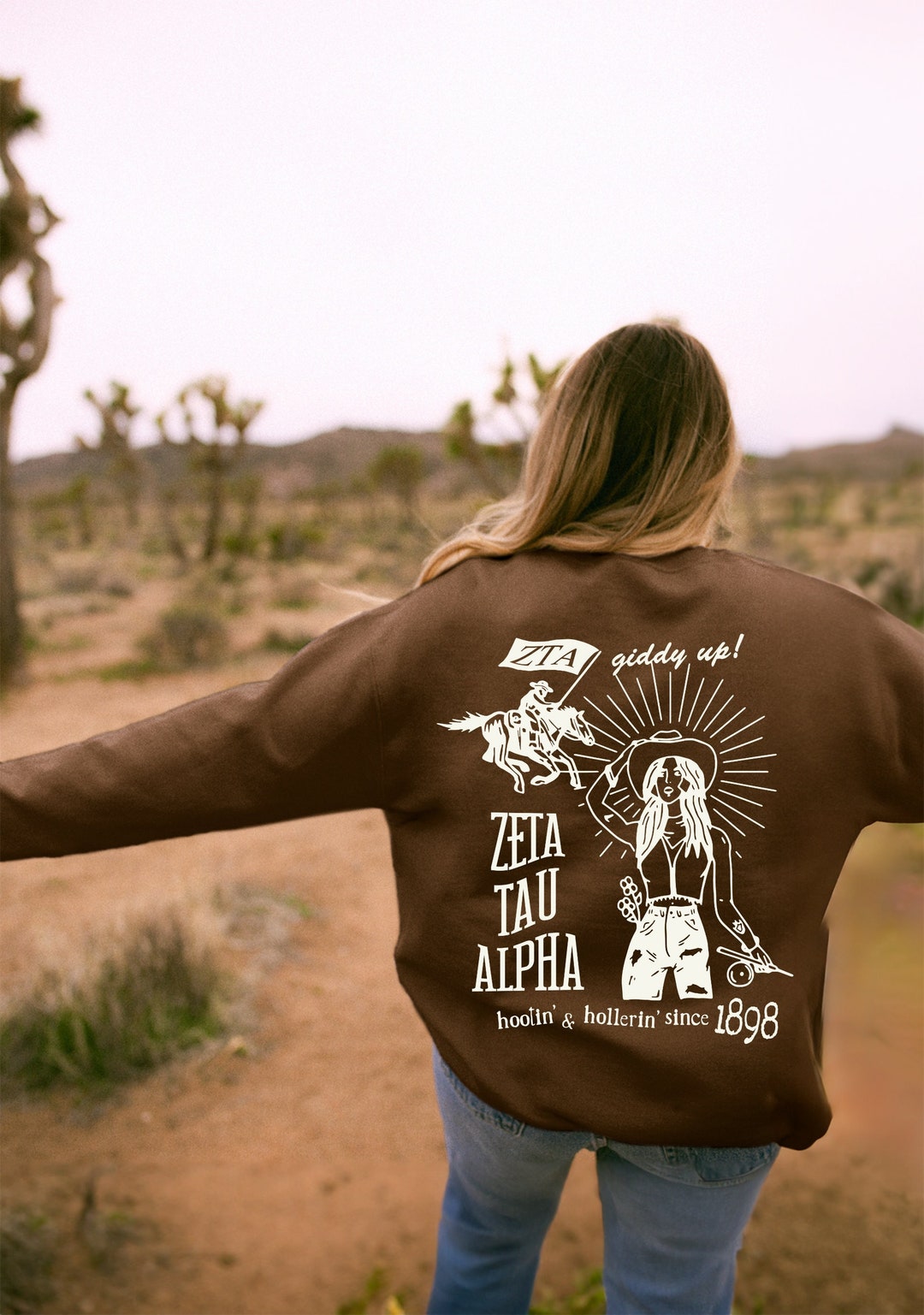Zeta Tau Alpha Country Inspired Sorority Crewneck Zeta Trendy Giddy up ...