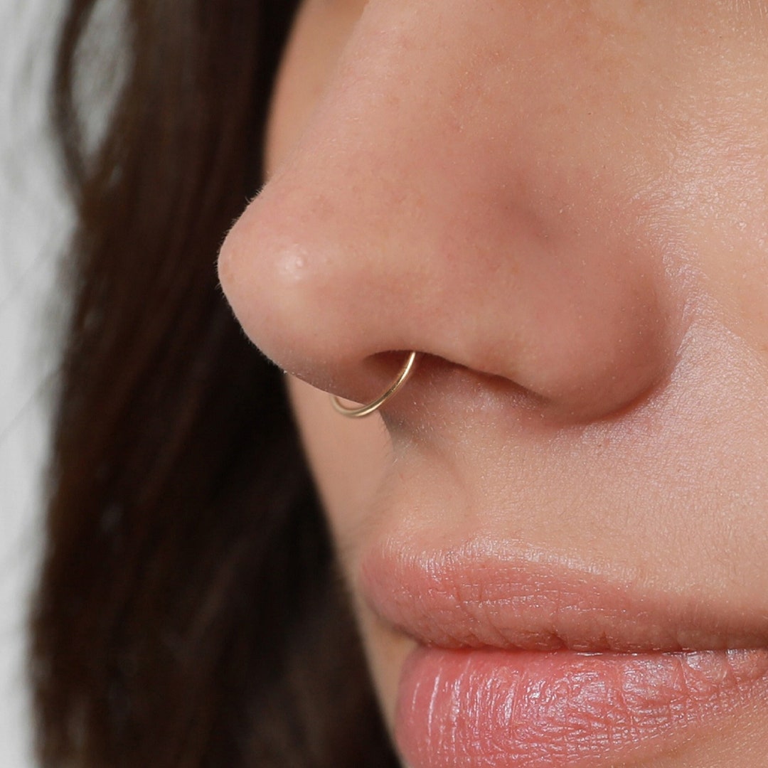 Clip on Septum Ring Hoop 20 Gauge 14k Gold Filled Fake Septum Ring ...