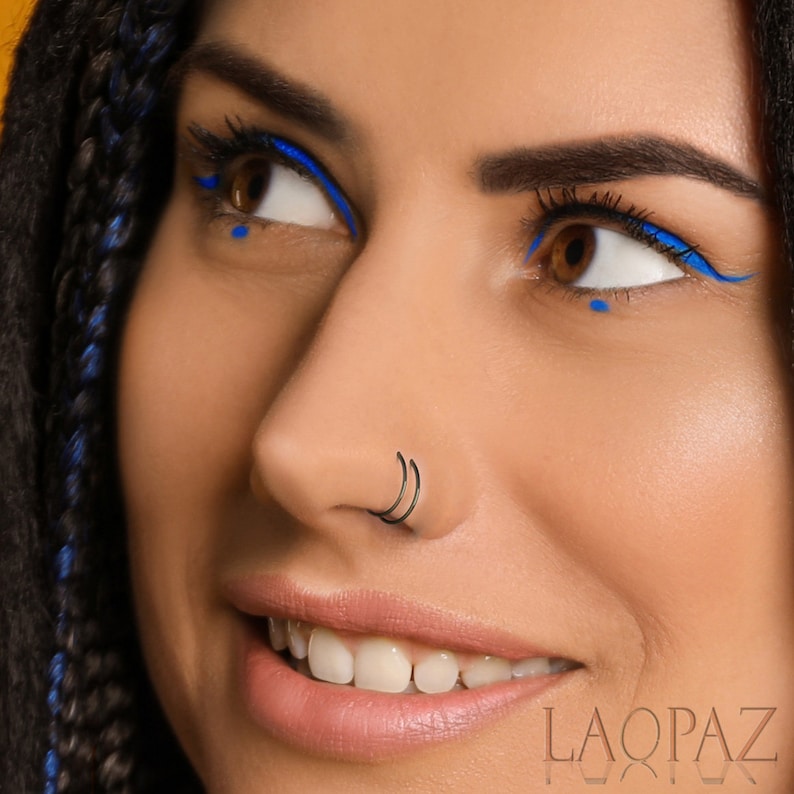 Black Spiral Nose Piercing 925 Silver Spiral Twist Black Nose Ring 20G Single Piercing Double ...