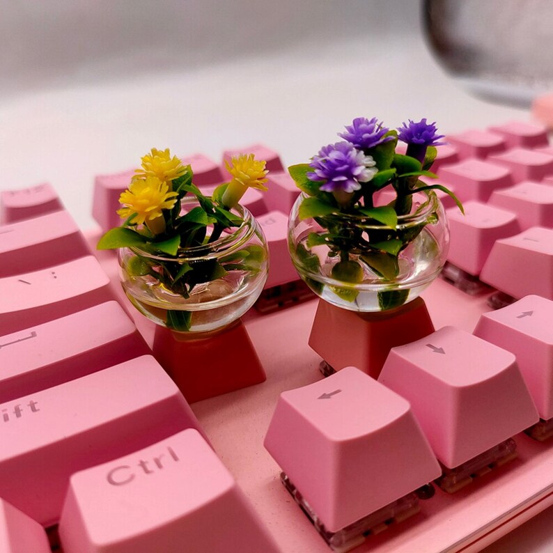 Cute Green Flower Plant R4 Esc Artisan Keycap for Mechanical - Etsy