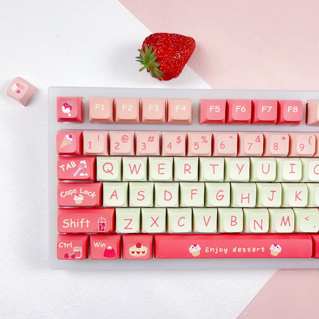 Cute Pink Keycap Set for Mechanical Keyboard, Kawaii Keycap Set ...