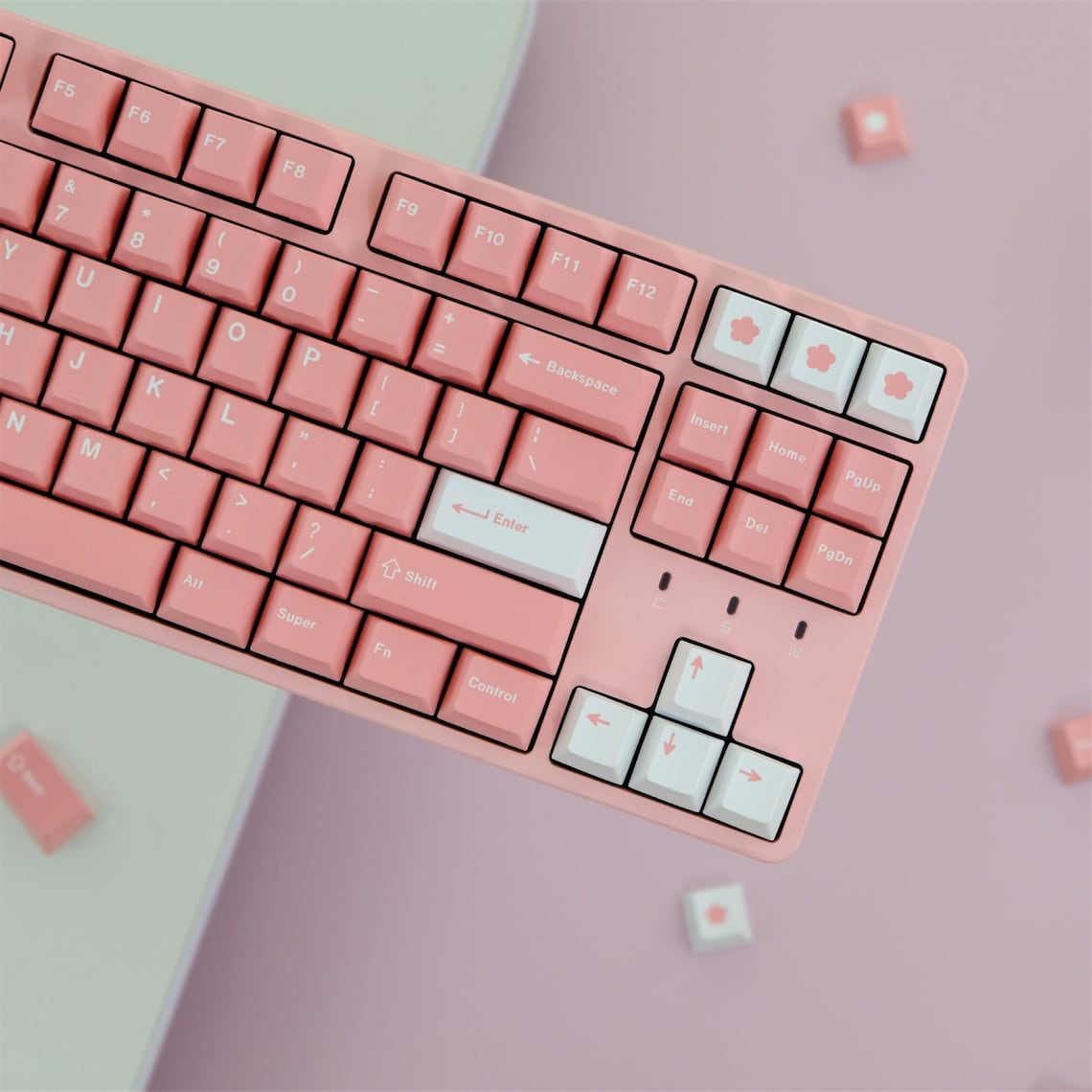 129 Key Cute Pink Peach Blossom Keycaps Set for Mechanical - Etsy