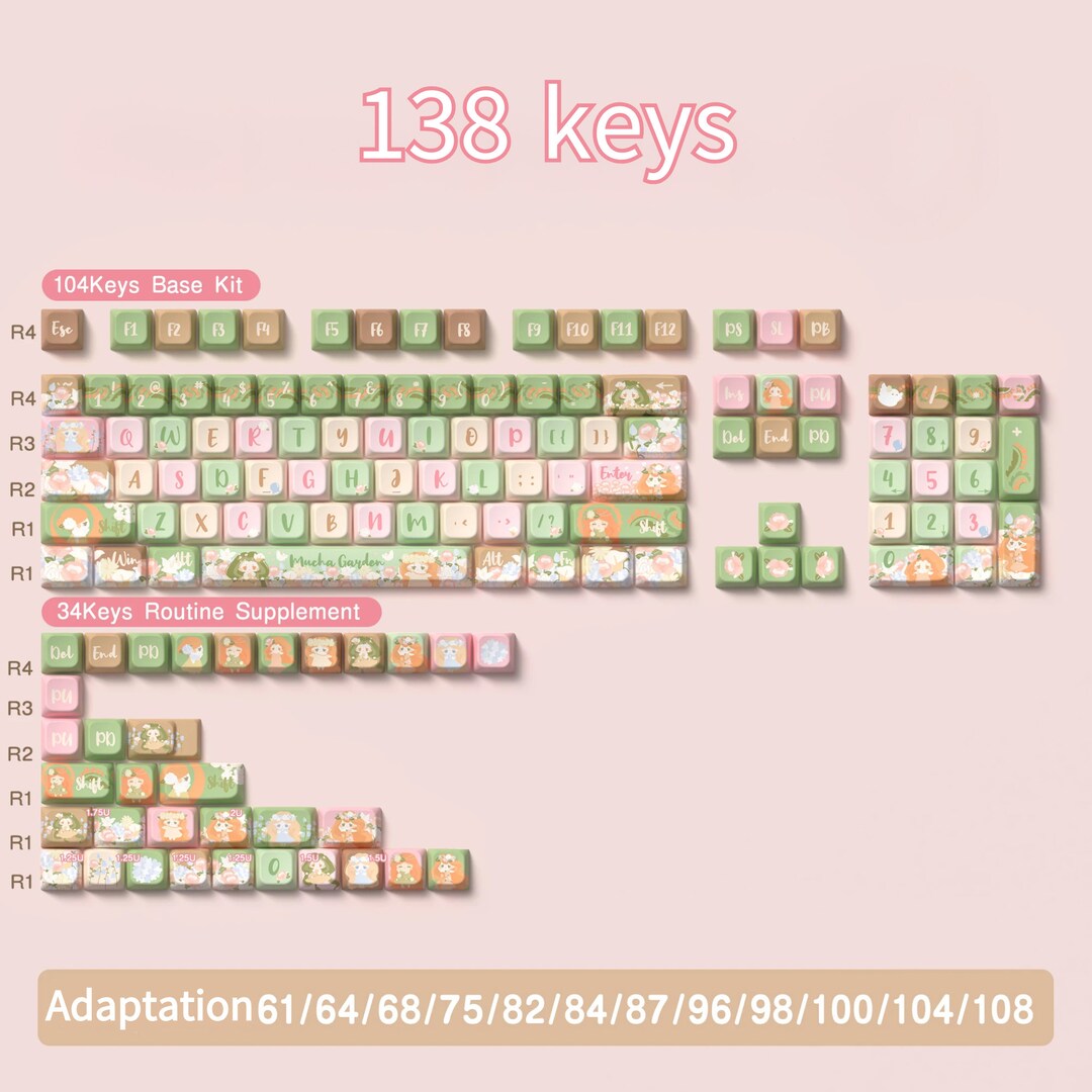 Cute MDA Summer Garden-themed Keycap Set for Mechanical Keyboards With ...
