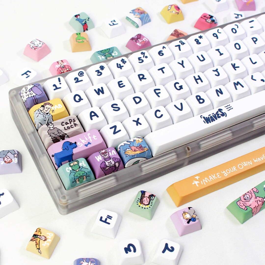Cute 'waves' XDA PBT Graffiti Keycap Set for - Etsy