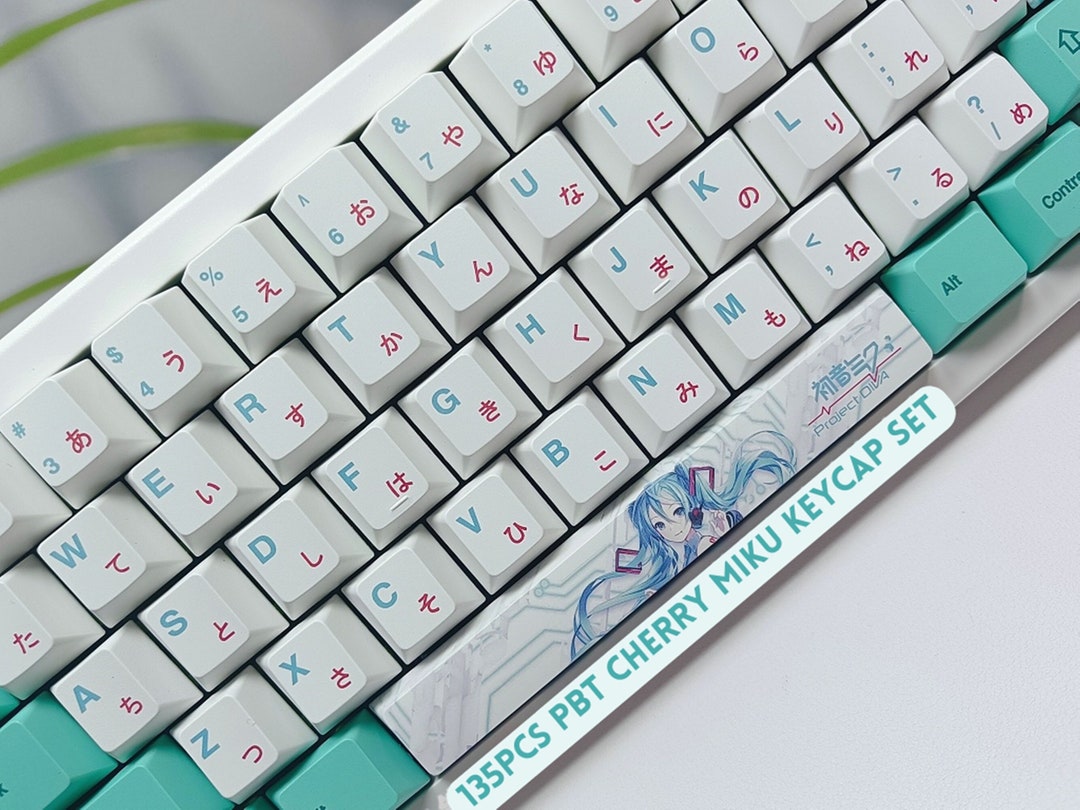 Cute Anime Hatsune Miku PBT Cherry Keycaps for Mechanical Keyboard ...