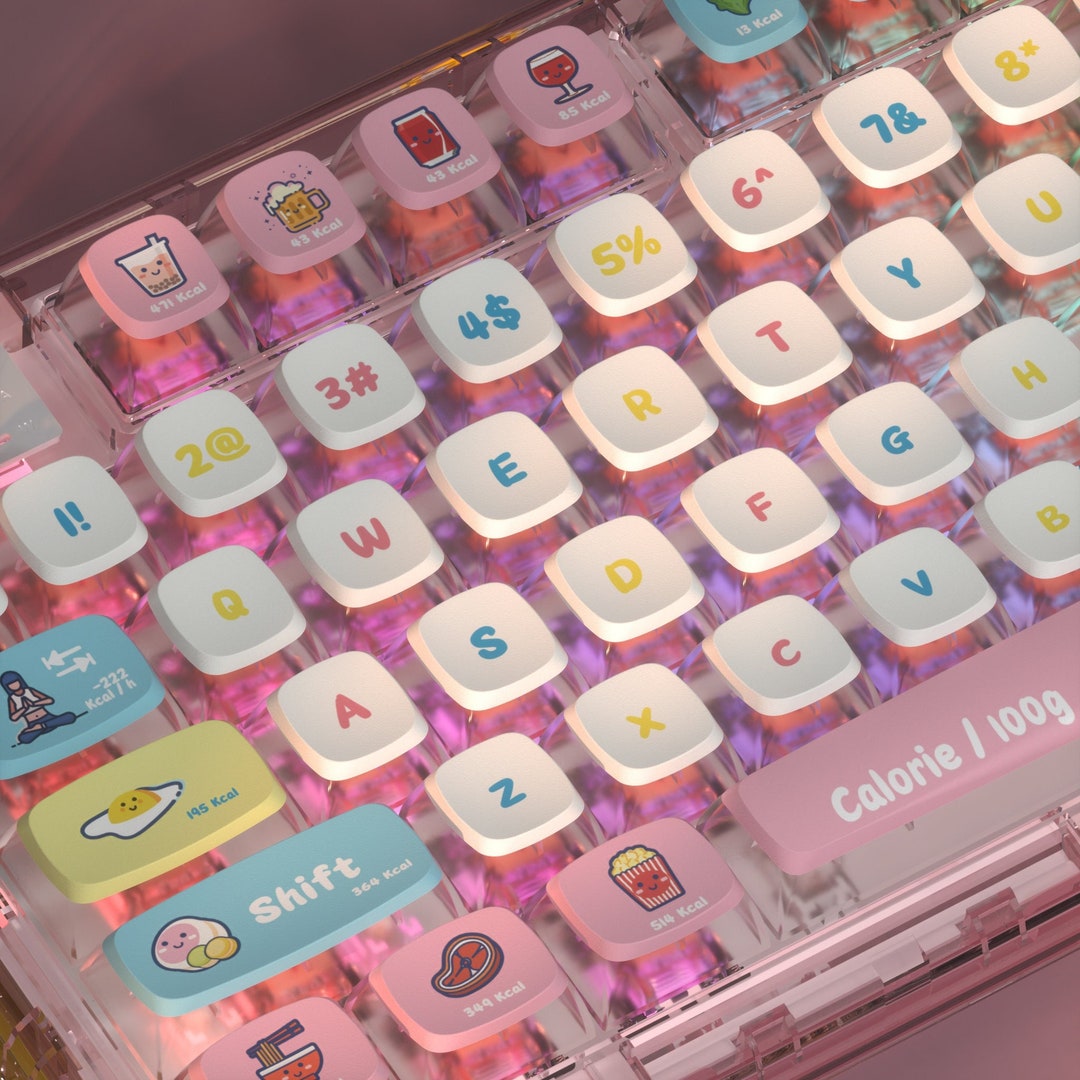Cute Pink Kawaii PBT Transparent Keycap Set for Mechanical - Etsy UK