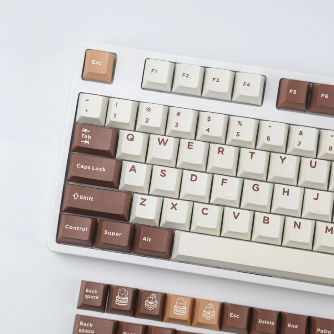 Cute Brown Gaming Cherry PBT ISO Keycap Set for Mechanical Keyboard ...