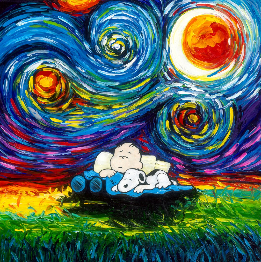 Snoopy Vincent Van Gogh Starry Night Photo Tile Made of - Etsy